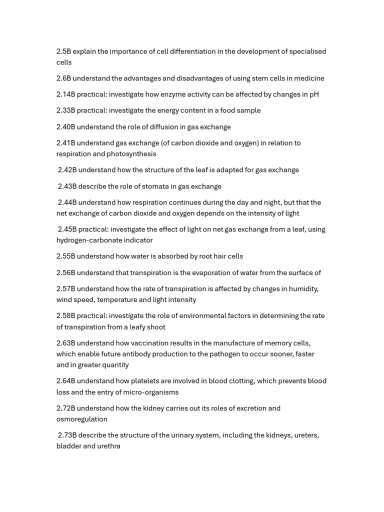 Paper 2B Expected Topics For OL Paper 2 Biology | PDF | Translation ...