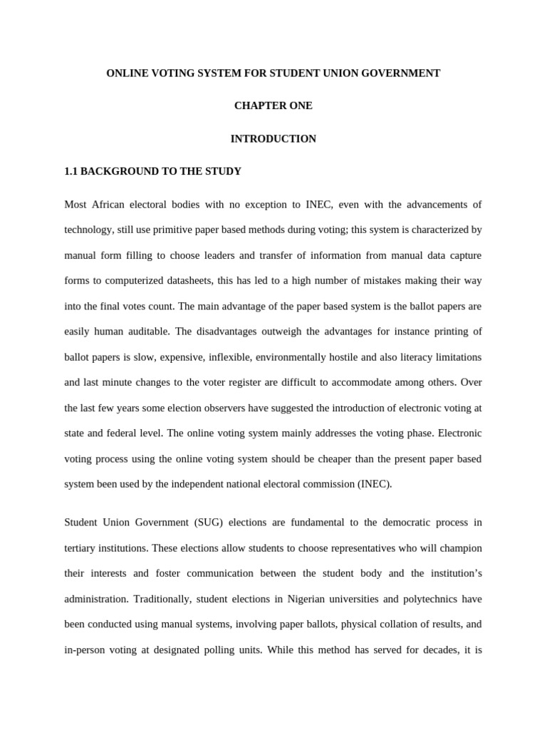 Online Voting System For Student Union Government | PDF | Electronic Voting | Computer Security