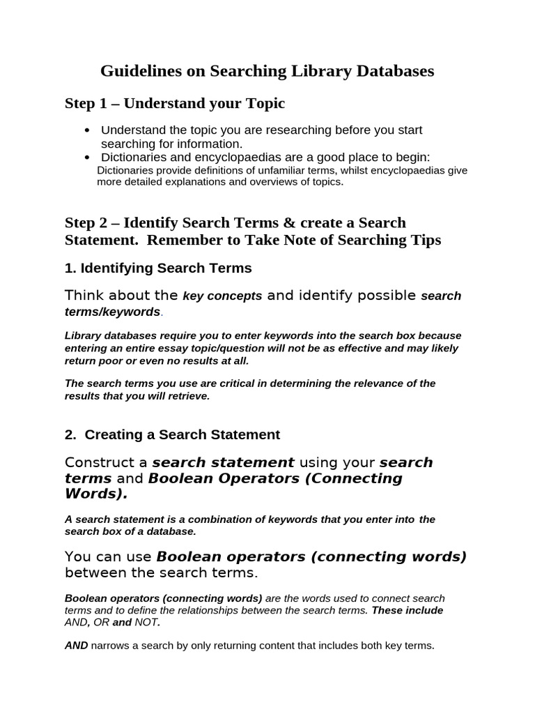 2025 Guidelines On Searching Library Databases | PDF | Index Term ...