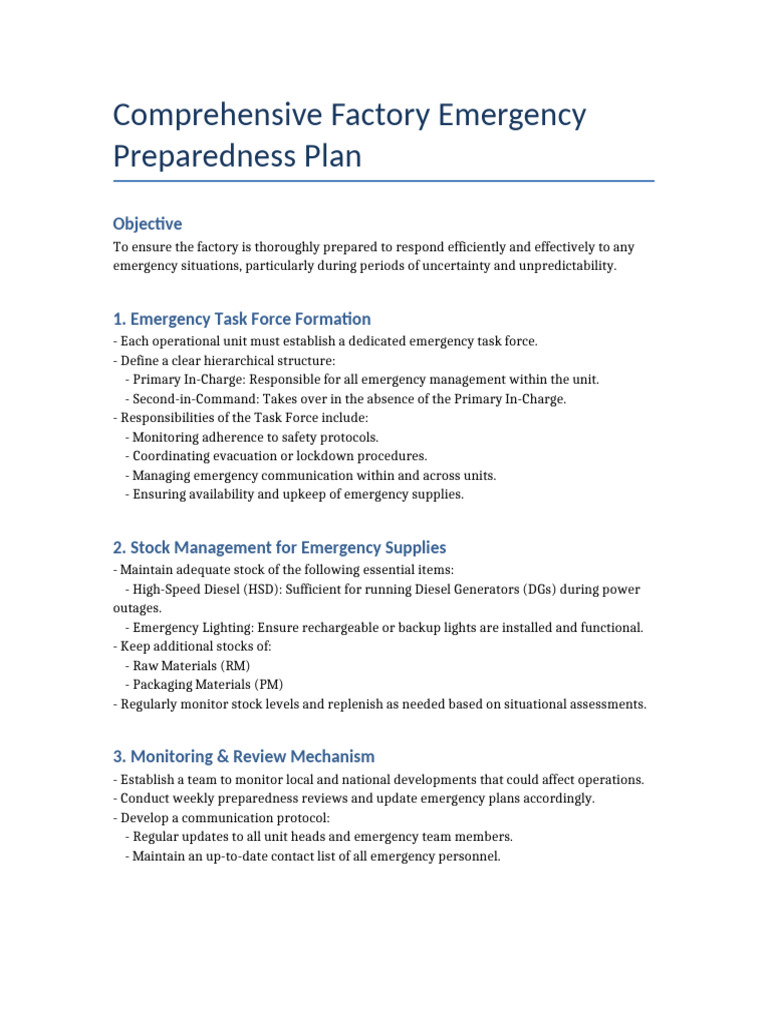 Comprehensive Emergency Plan | PDF