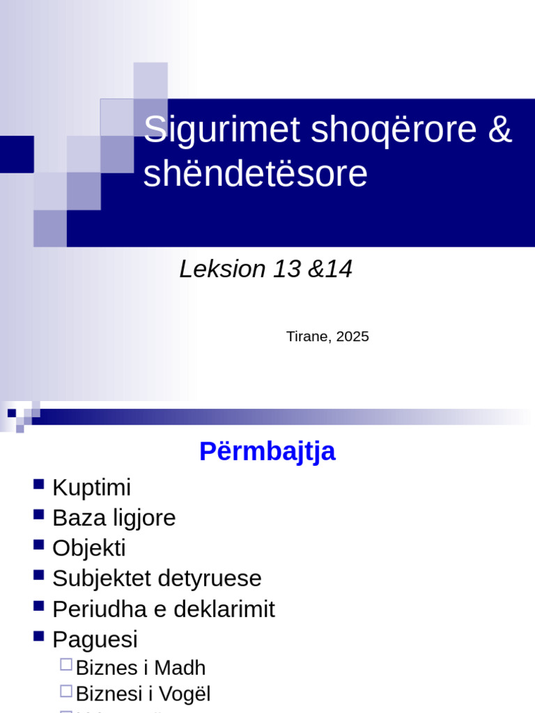 Leksion 13 Sigurimet Shoqerore Dhe Shendetesore | PDF
