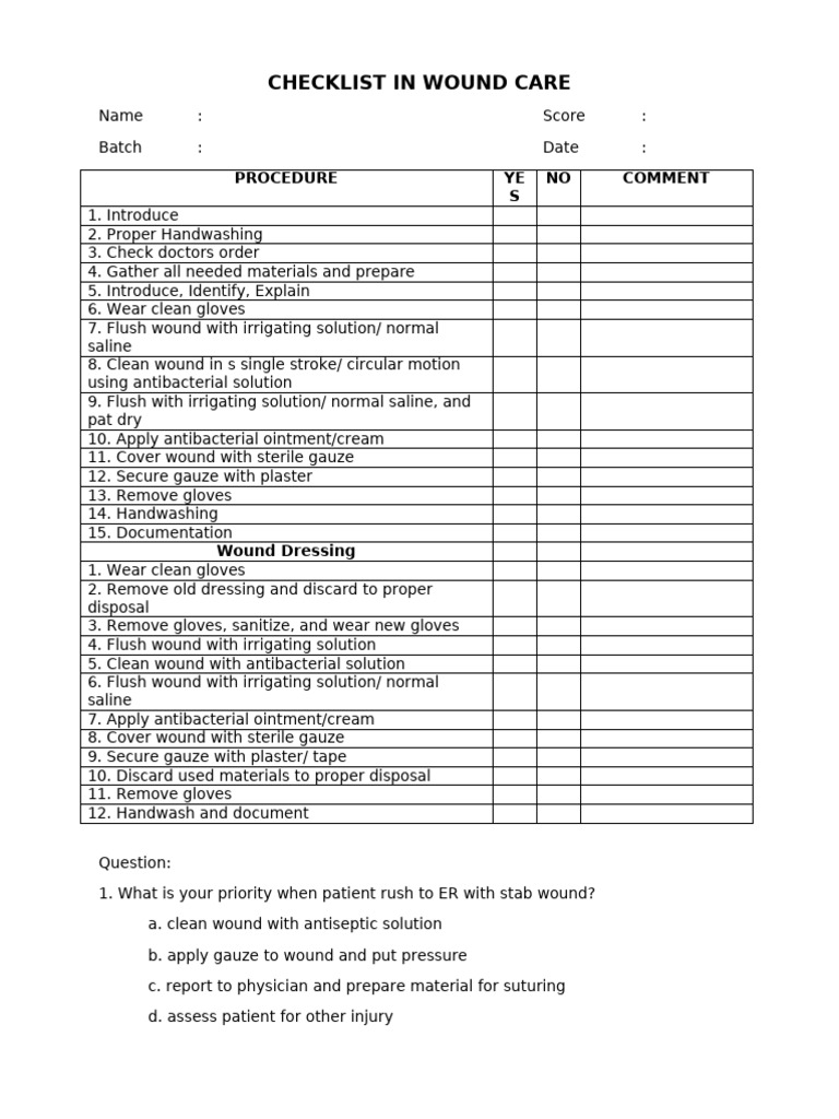 CHECKLIST IN WOUND CARE | PDF
