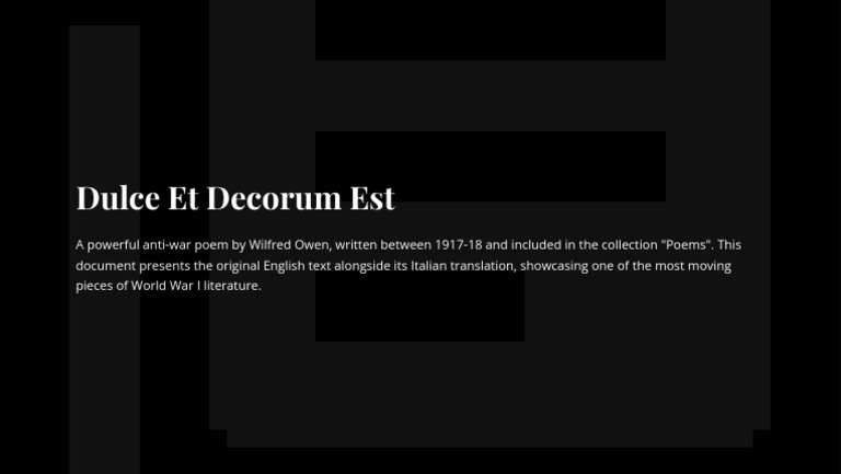 Dulce Et Decorum Est: Poem & Translation | PDF