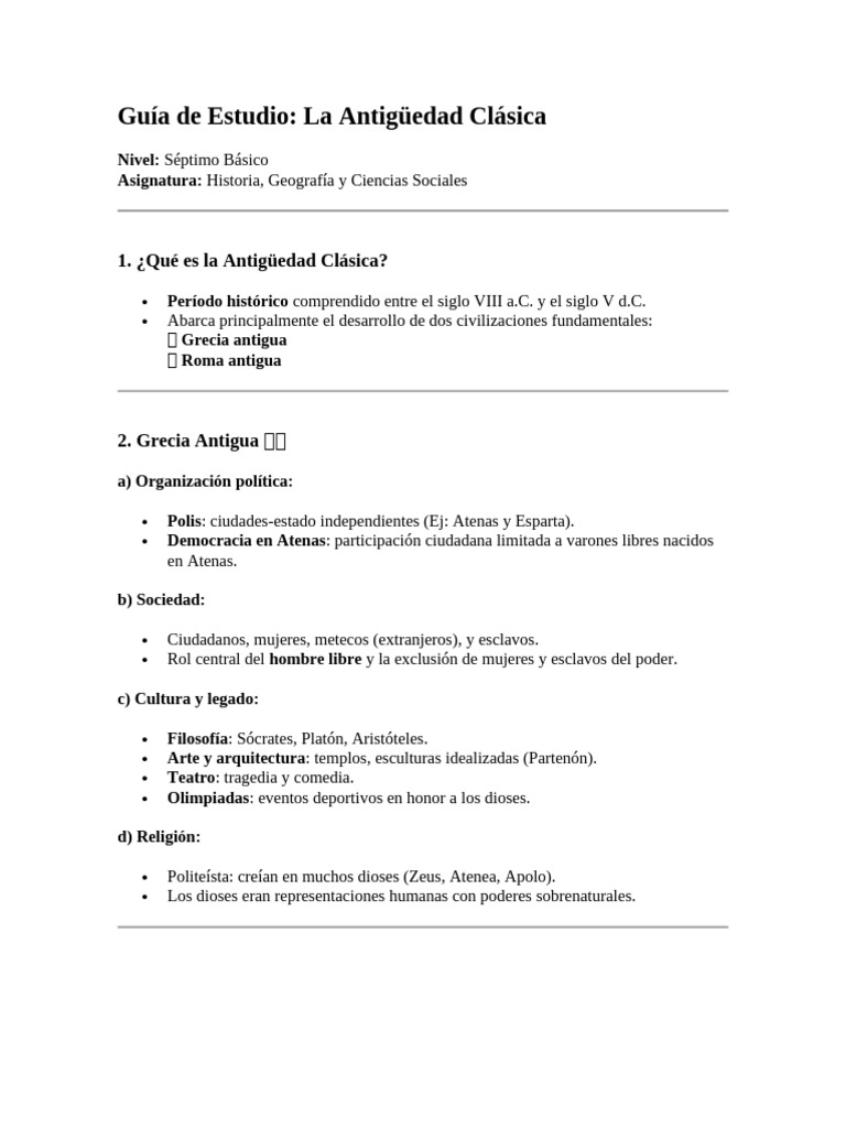 Guía de Estudio Civilizaciones 7 | PDF | Antigua Grecia | imperio Romano