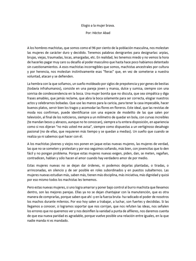 Elogio a La Mujer Brava | PDF