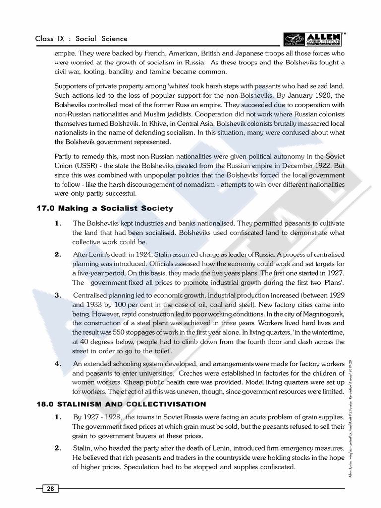 SST - Russian Revolution Part 2 | PDF