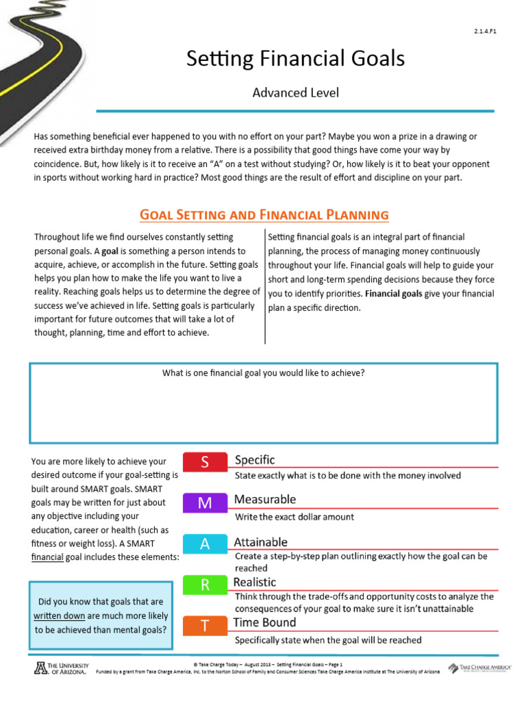 Setting Financial Goals Reading | PDF | Goal | Economies