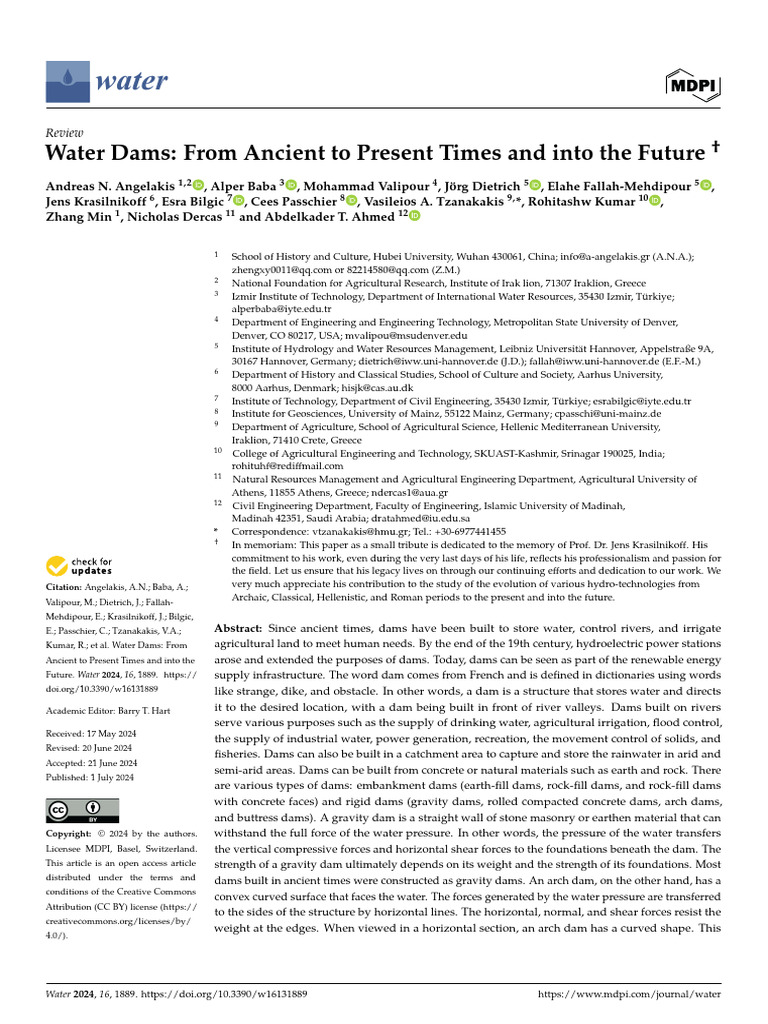 Water Dams From Ancient To Present Times and Into | PDF | Dam | Hydrology