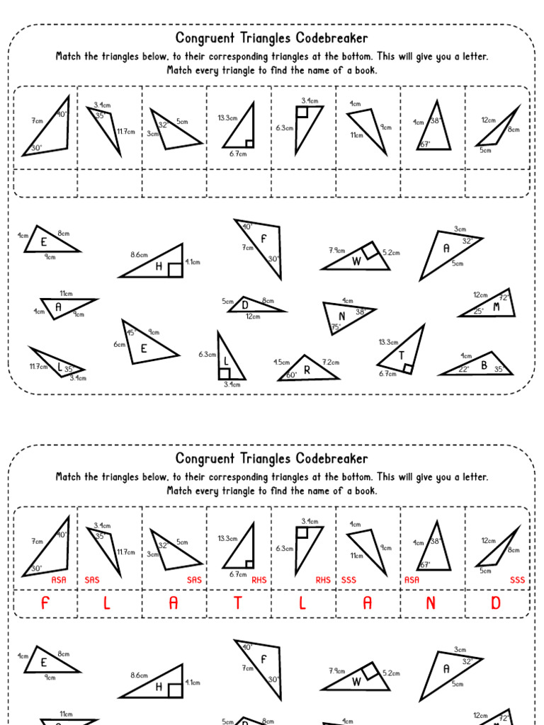 Congruent Triangles Codebreaker Activity | PDF | Euclidean Geometry | Elementary Mathematics