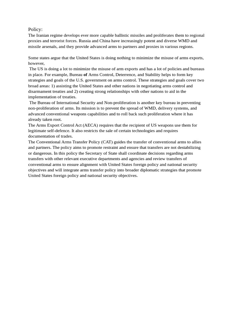 US Arms Export Control Policies Explained | PDF