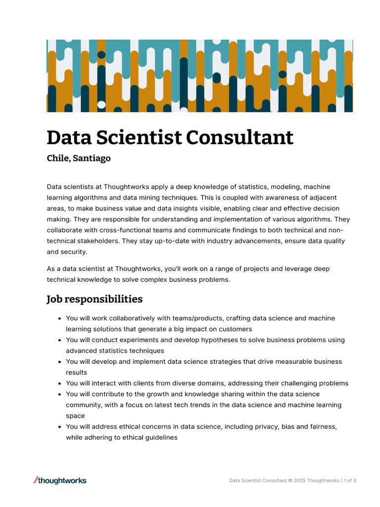 Data Scientist Consultant - Thoughtworks | PDF | Data Science | Machine Learning