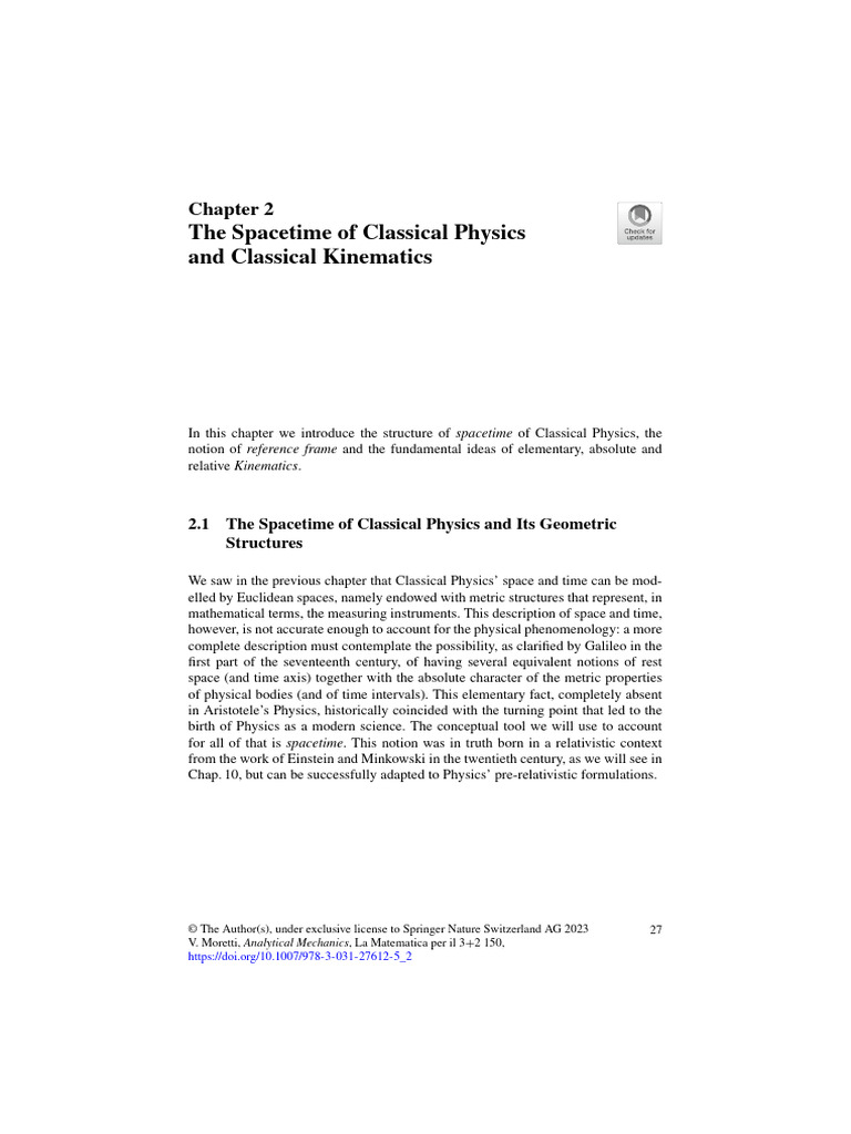 Analytical Mechanics (Moretti) (Sample Chapter 02) | PDF