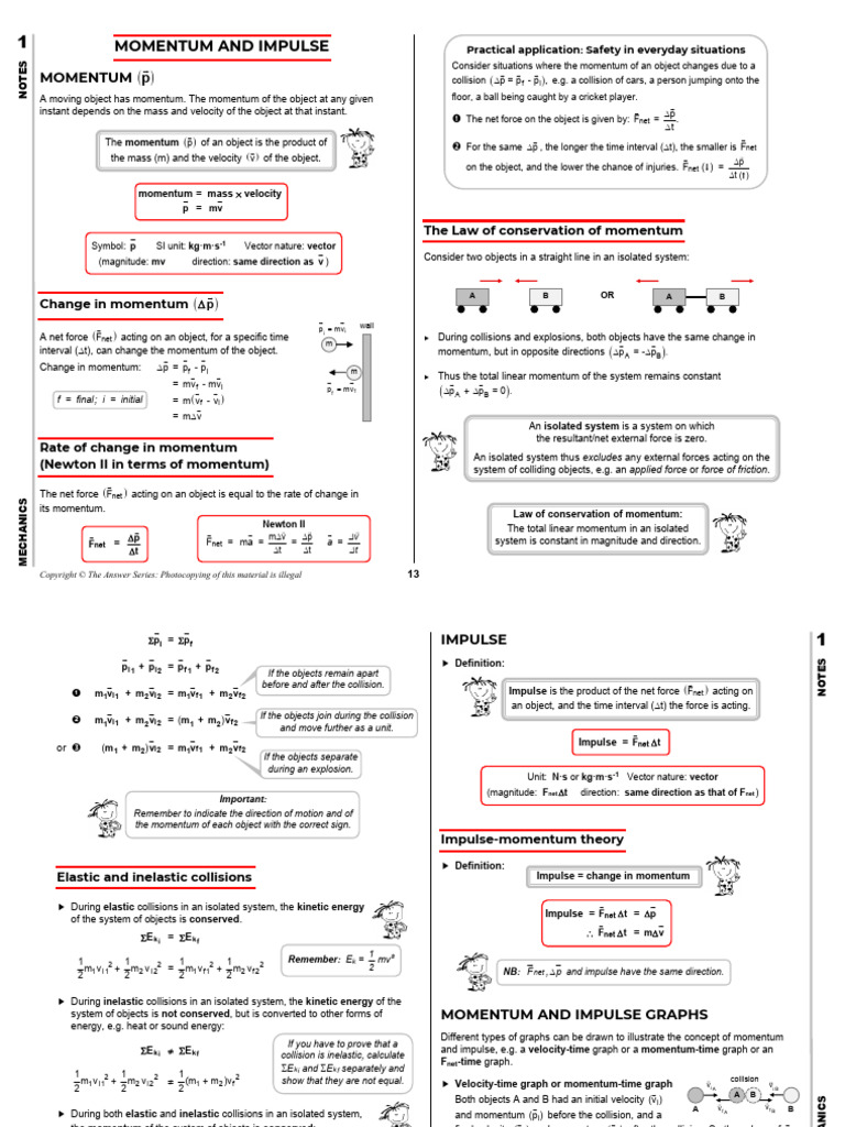 GR 12 - MOMENTUM - AND - IMPULSE KEY FACTS New | PDF | Momentum | Collision