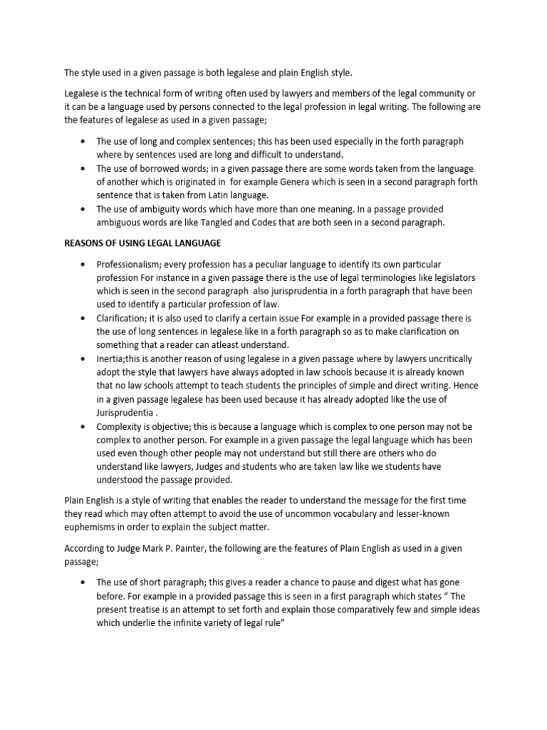 Legal Drafting Assignment | PDF | Plain Language | Linguistics
