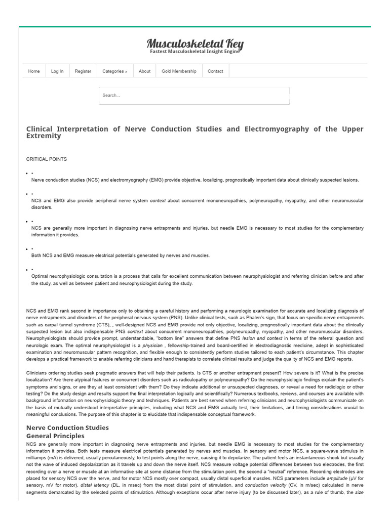Clinical Interpretation of Nerve Conduction Studies and ...