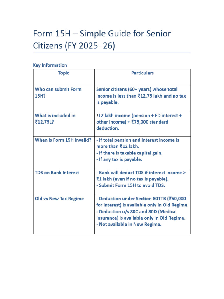 Form 15H - Notes | PDF