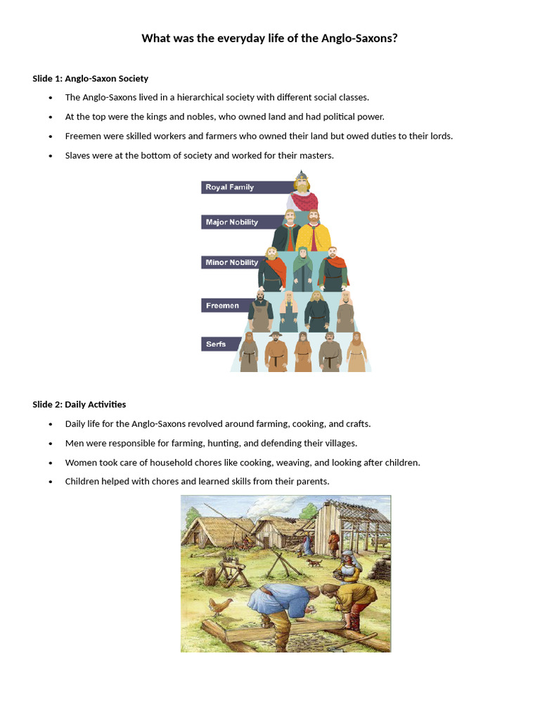 Everyday Life in Anglo-Saxon England | PDF