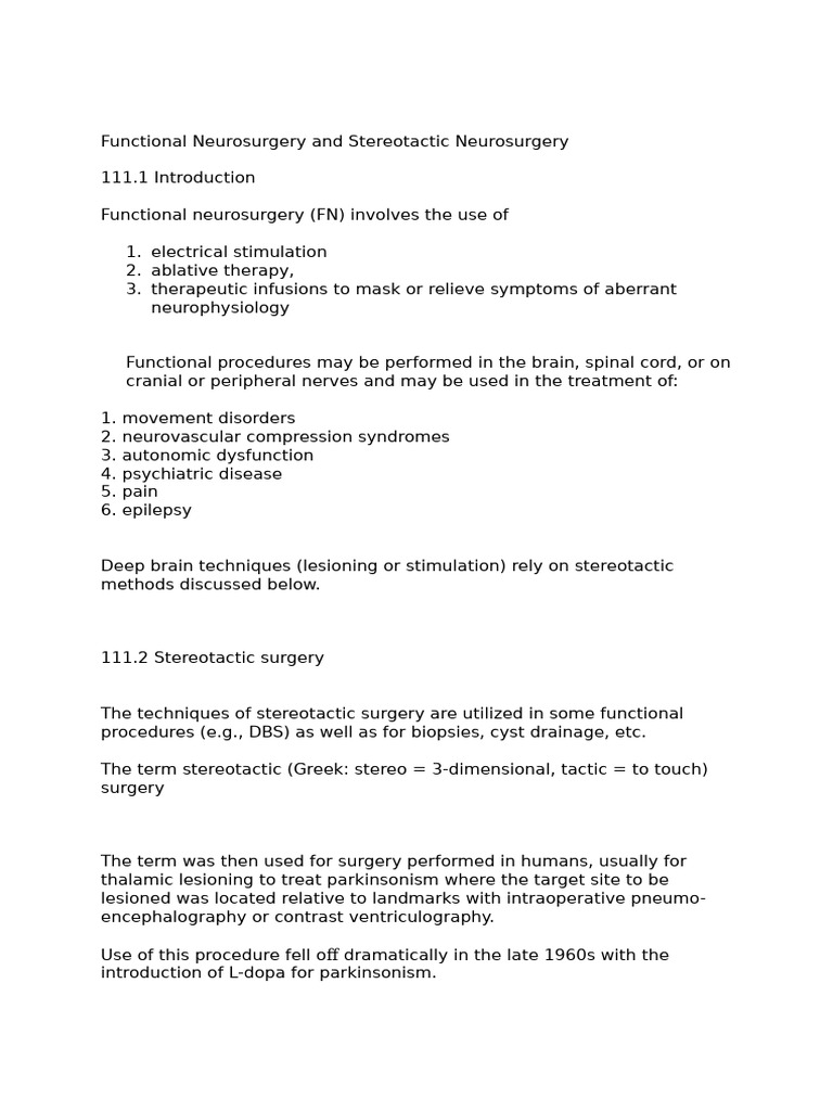 Functional Neurosurgery and Stereotactic Neurosurgery | PDF | Radiation ...