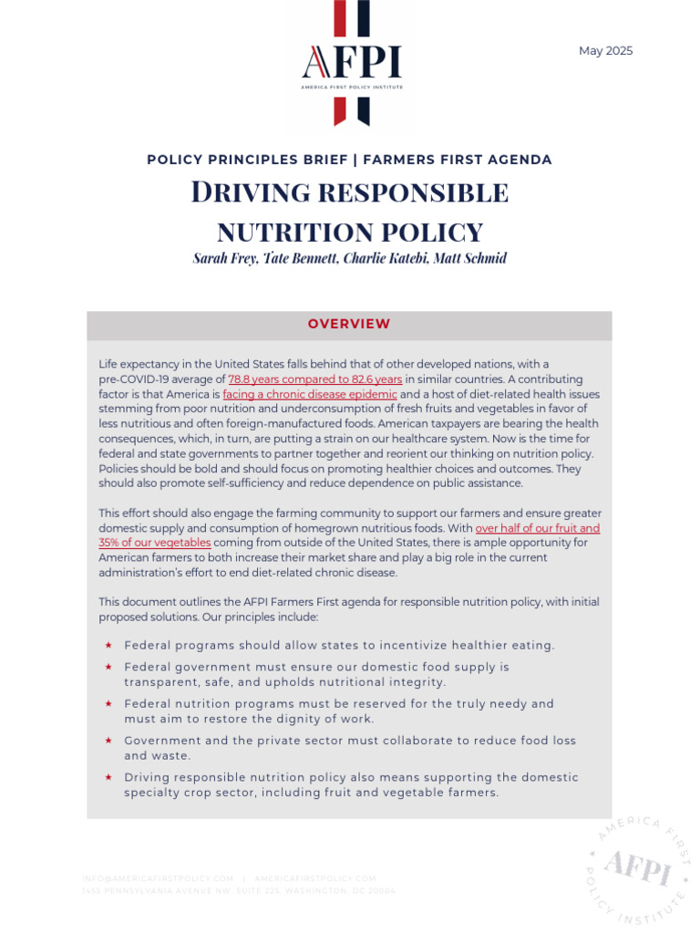 Responsible Nutrition Policy Agenda | PDF | Supplemental Nutrition ...