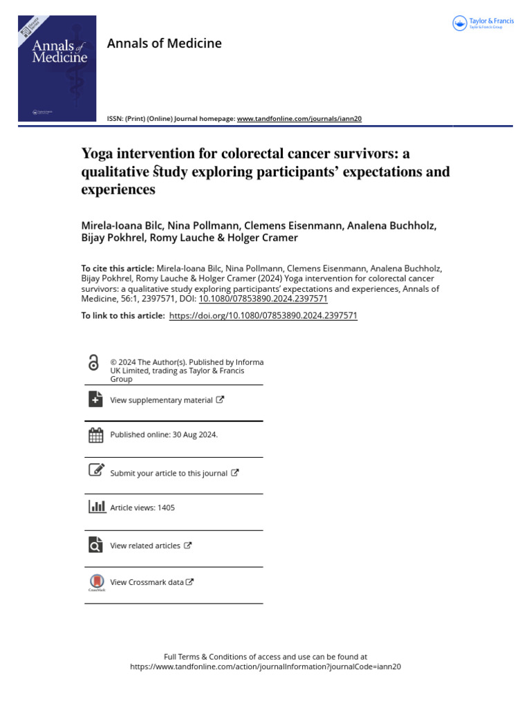 Yoga Intervention For Colorectal Cancer Survivors A Qualitative Study ...