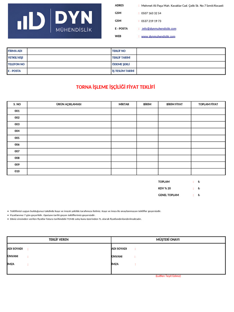 Dyn Teklif Formatı | PDF