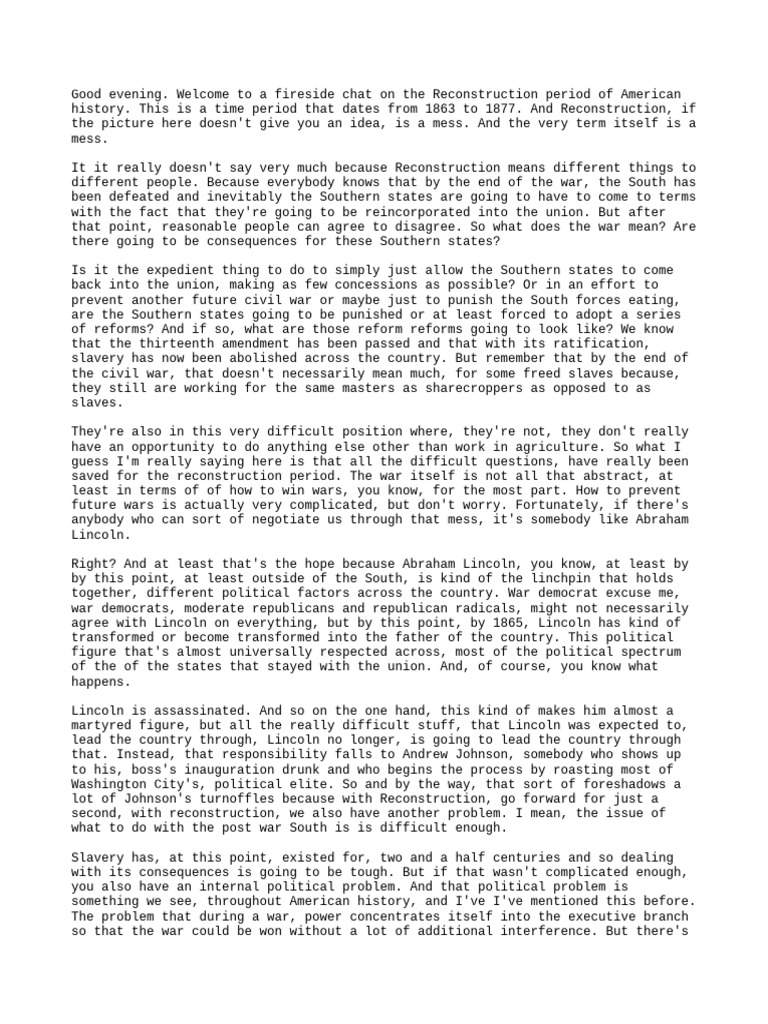 9. Presidential Reconstruction | PDF | Reconstruction Era | Citizenship