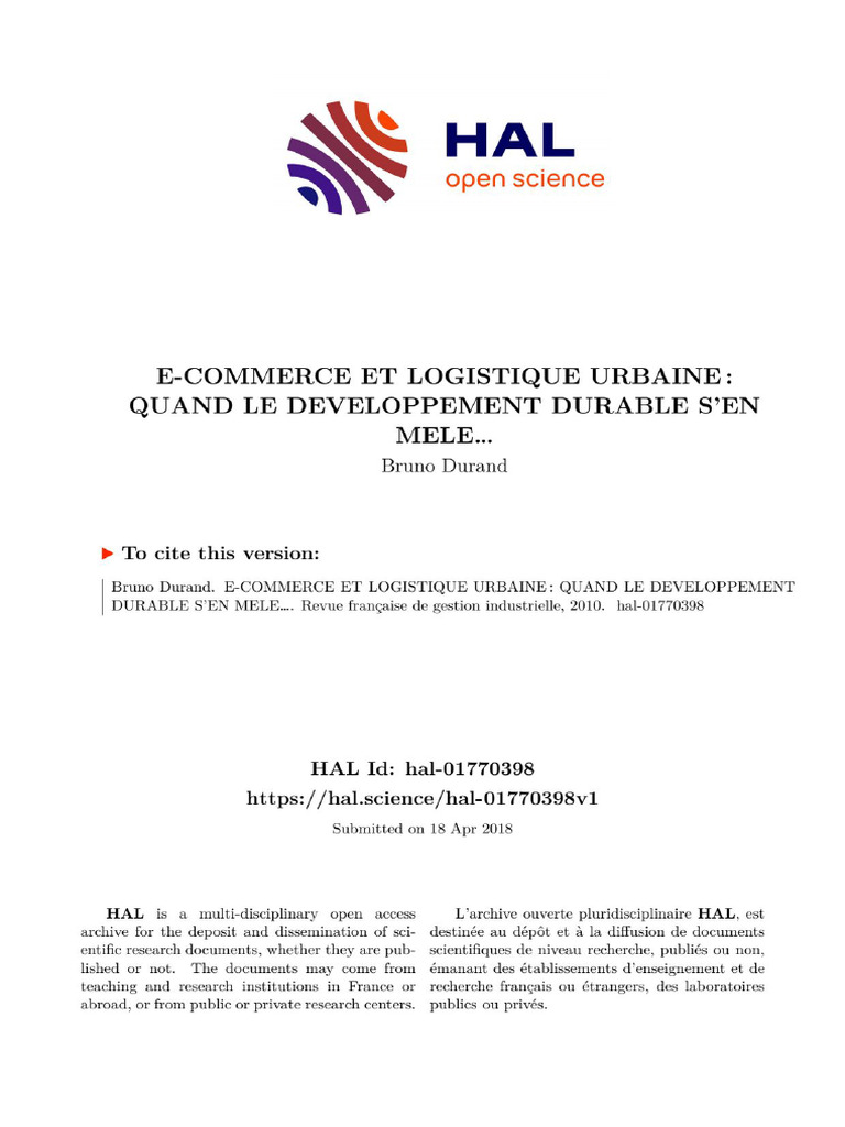 RFGI - Logistique Urbaine | PDF
