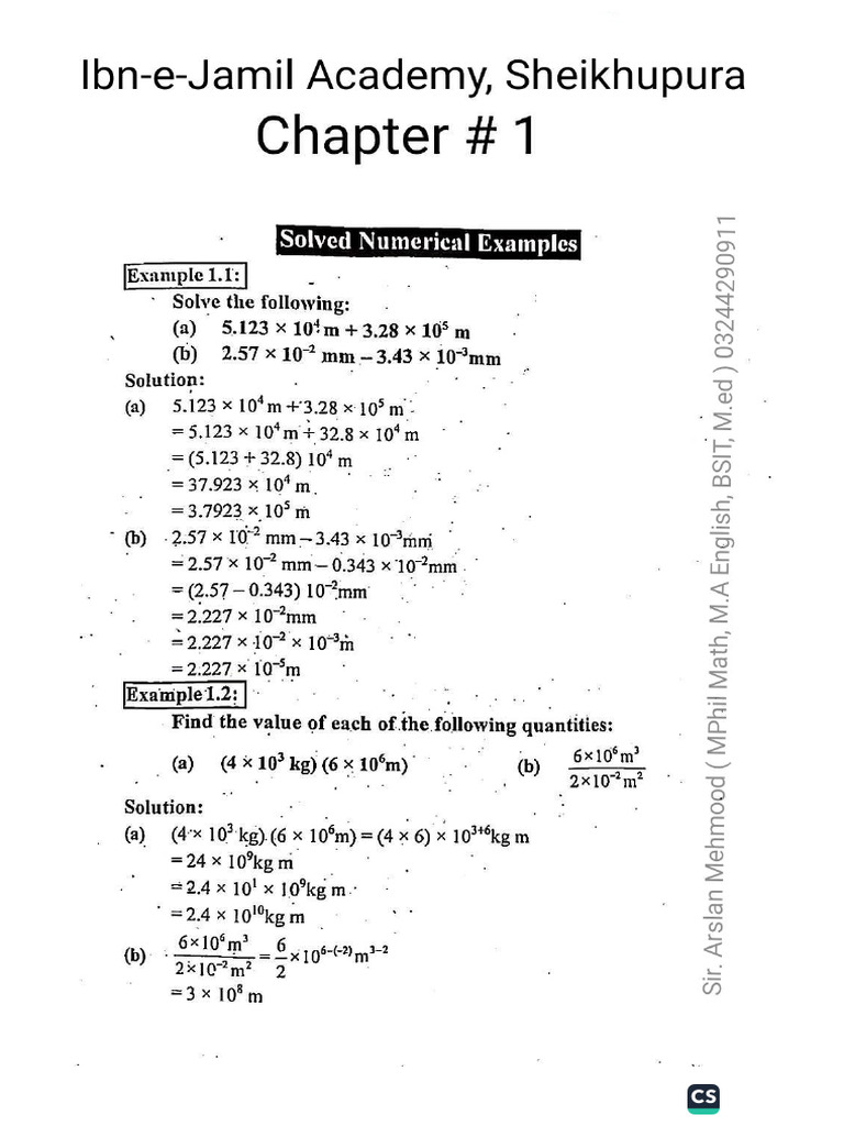 Chapter No 1.class-9th Physics Numericals New Book. | PDF
