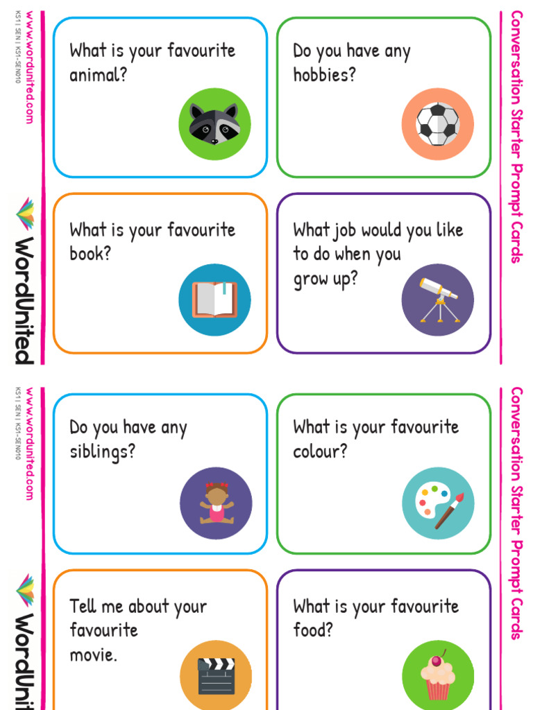 KS1 SEN010 Conversation Starter Prompt Cards | PDF