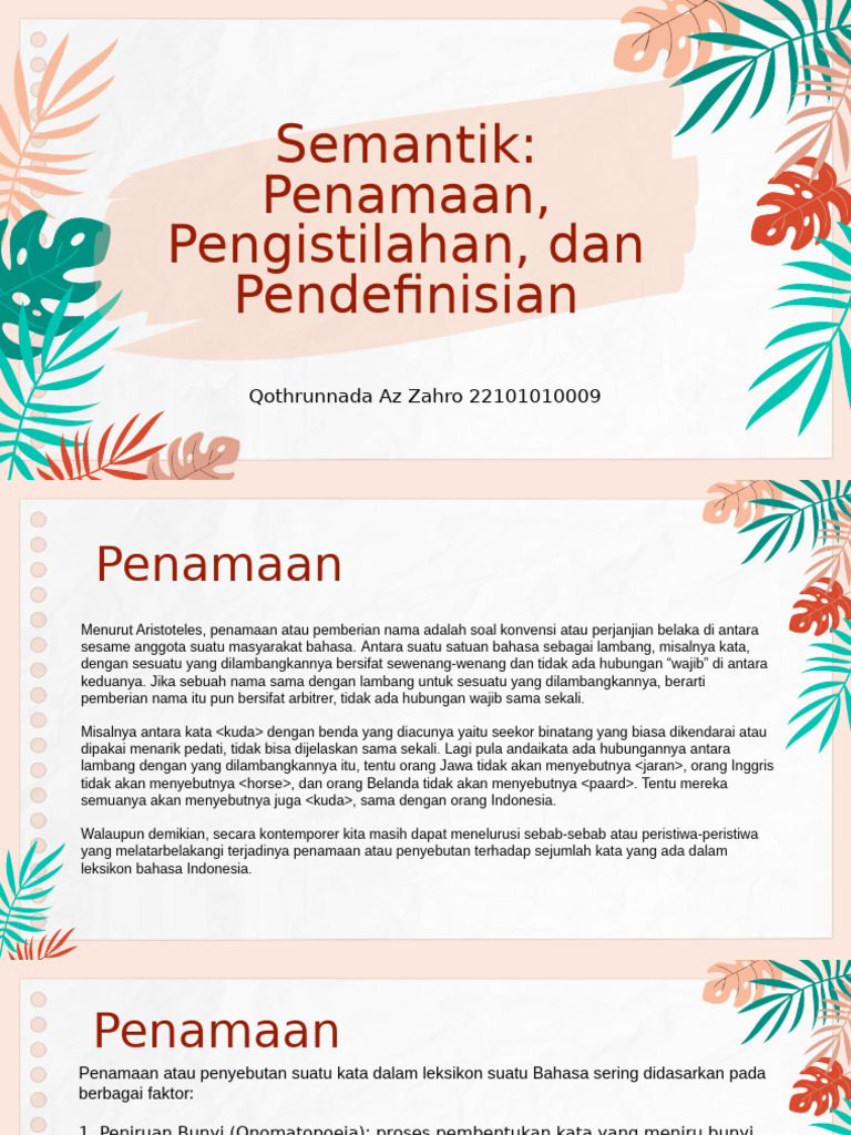 Penamaan, Pengistilahan Dan Pendefinisian - Qothrunnada Az Zahro ...