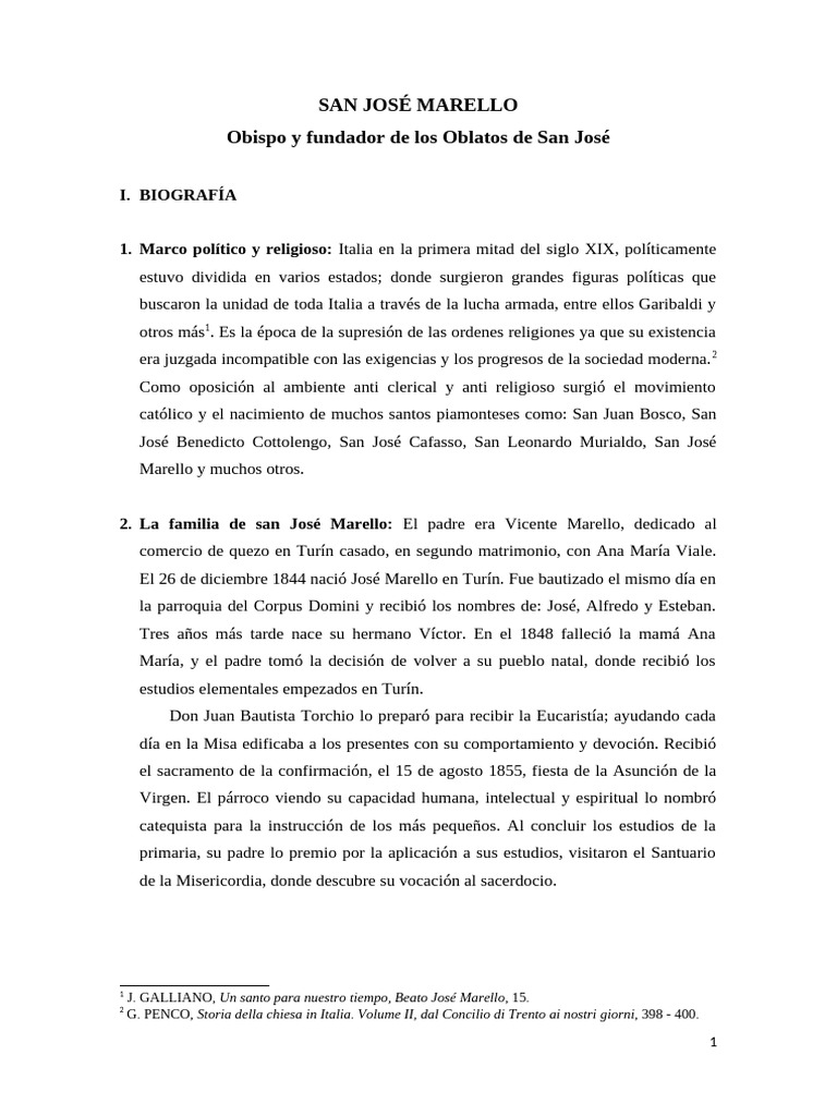 San José Marello | PDF | Santo | Seminario