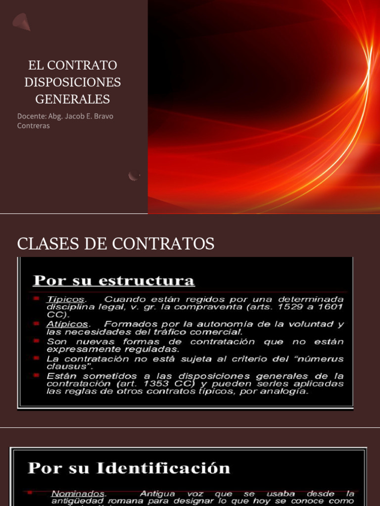 S. El Contrato Disposiciones Generales | PDF