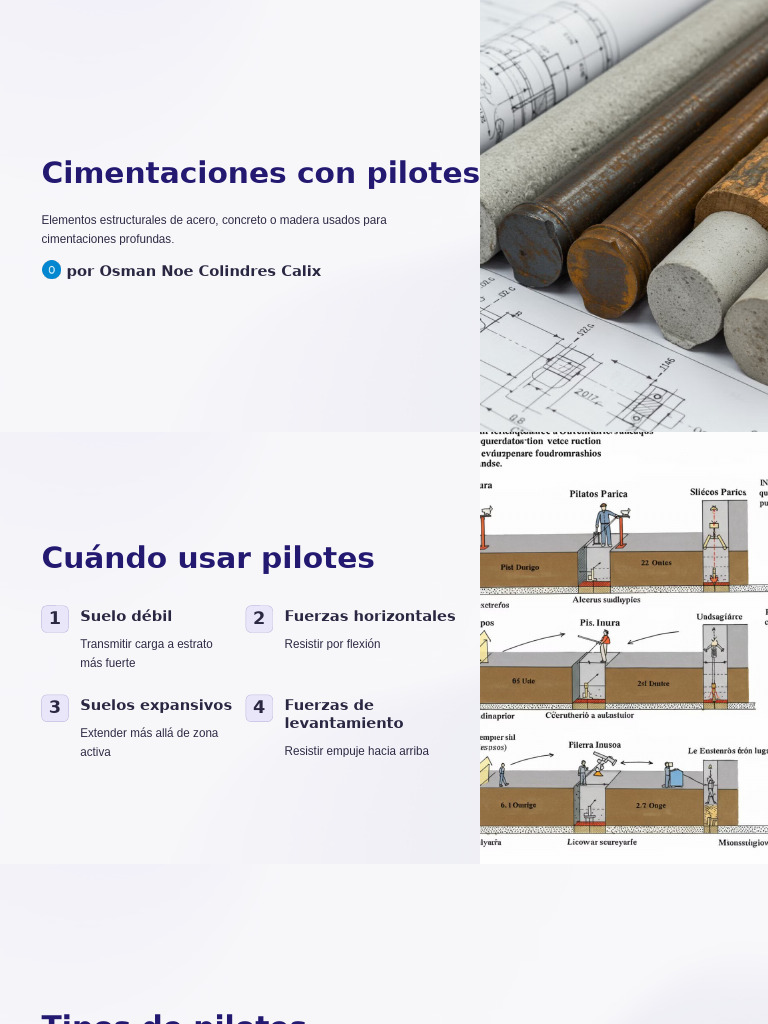 Cimentaciones con Pilotes: Tipos y Métodos | PDF | Fundación profunda ...