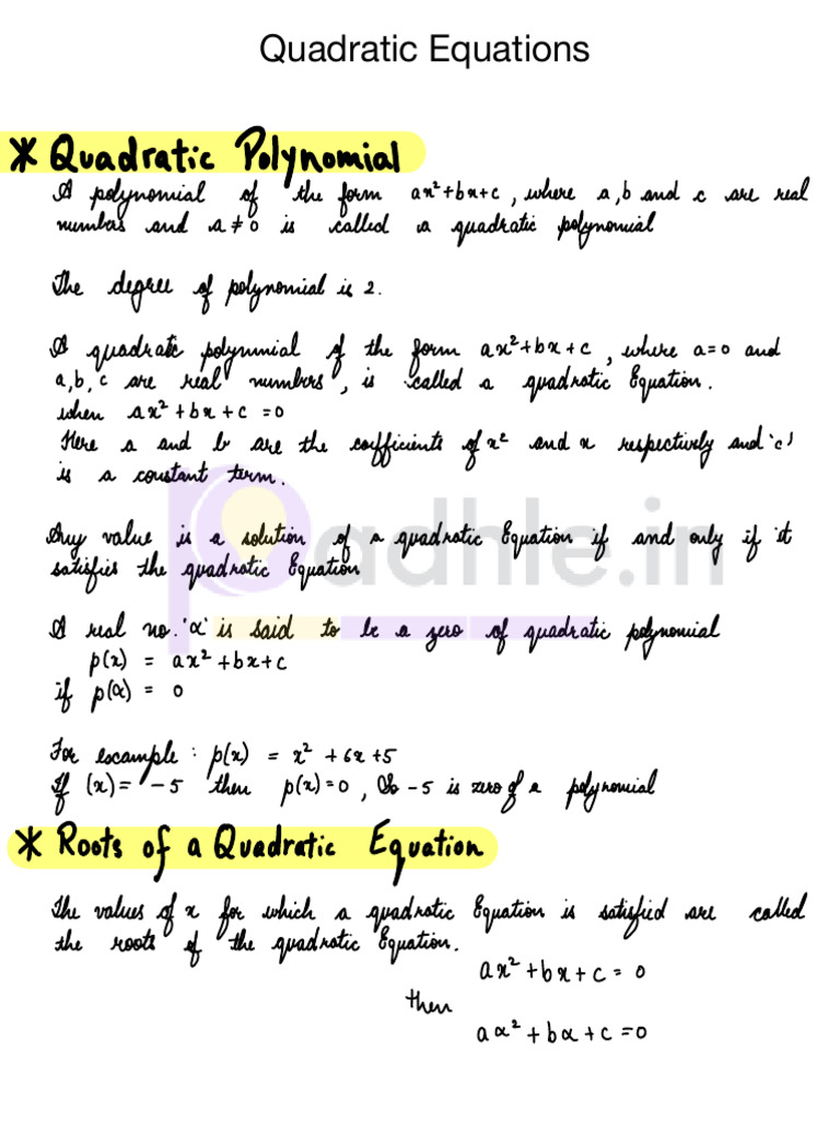 Understanding Quadratic Equations | PDF | Quadratic Equation | Polynomial