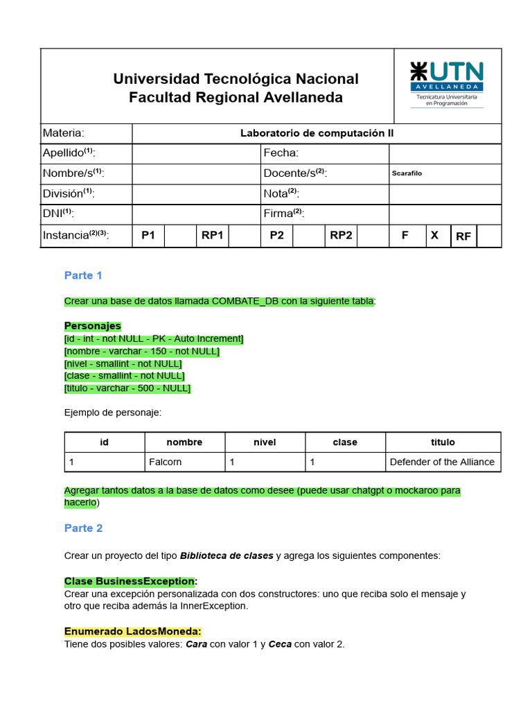Final SP | PDF | Constructor (Programación Orientada a Objetos) | Programación