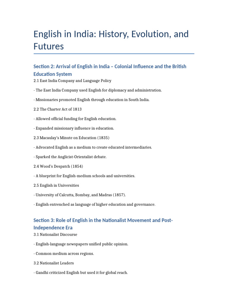 Evolution of English in India | PDF | English Language | British Raj