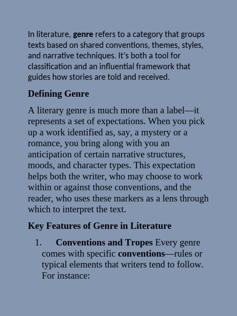 Introduction To Genre and Its Features 2 | PDF | Genre | Narrative