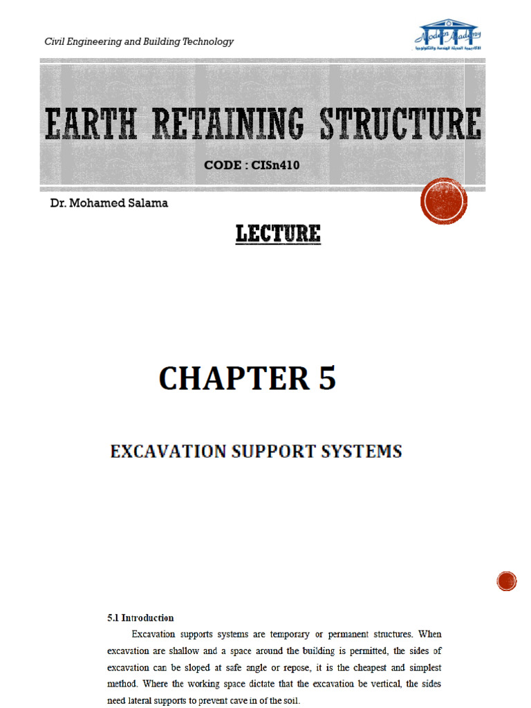 Lecture (8&9and 10) - Earth Retaining Structure | PDF