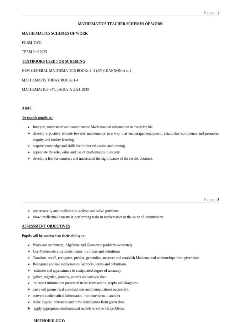 Form - 2 - Maths - Scheme - Term 2 | PDF | Mathematics | Matrix ...