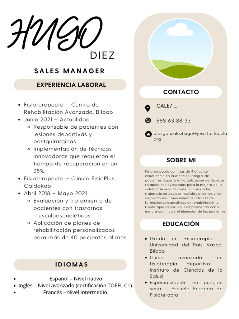 Curriculum Vitae CV Profesional Beige | PDF | Terapia física | Medicina