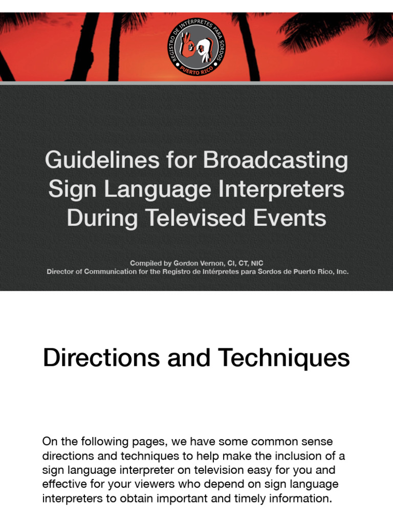 Guidelines For Broadcasting Sign Language Interpreters During Televised ...
