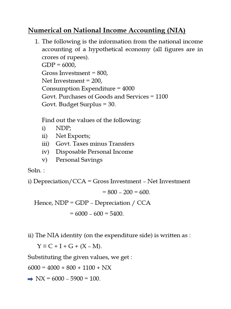 National Income Accounting Analysis | PDF | Measures Of National Income ...
