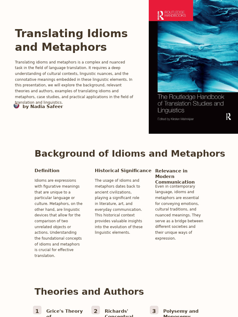Translating Idioms and Metaphors | PDF | Idiom | Translations