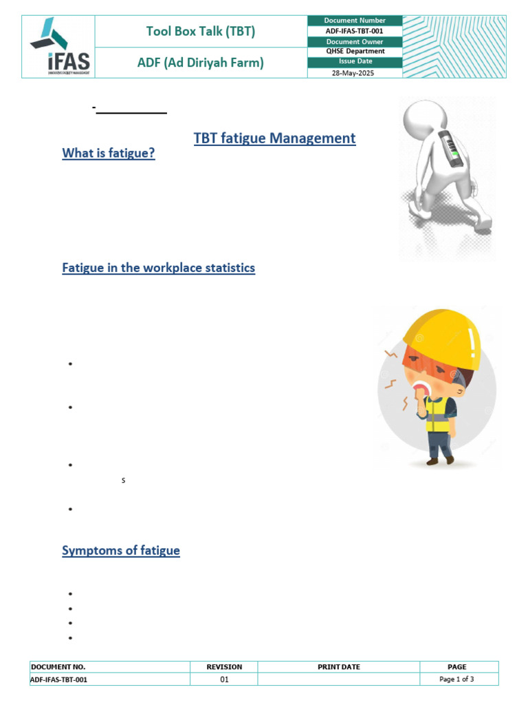 28-May-2025 - Fatigue Management TBT | PDF | Sleep | Clinical Medicine