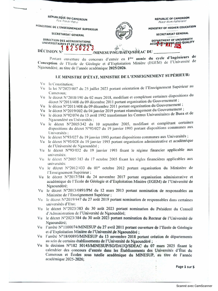 Concours EGEM 2025 Niveau Baccalauréat | PDF