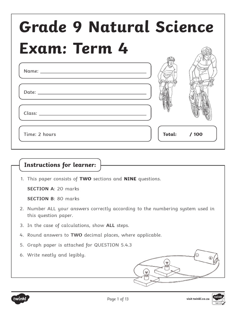 Za NST 1728975603 Grade 9 Natural Science Year End Exam B&W | PDF ...