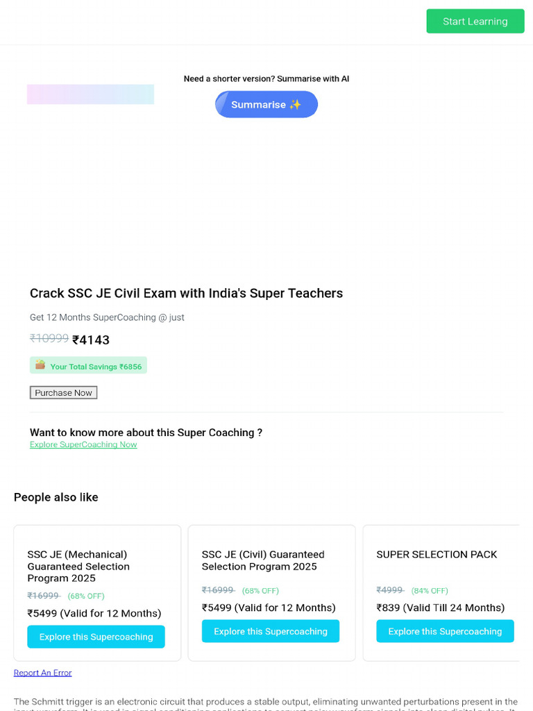 Schmitt Triggers - Definition, Working, Circuit Diagram, Types & Applications | PDF