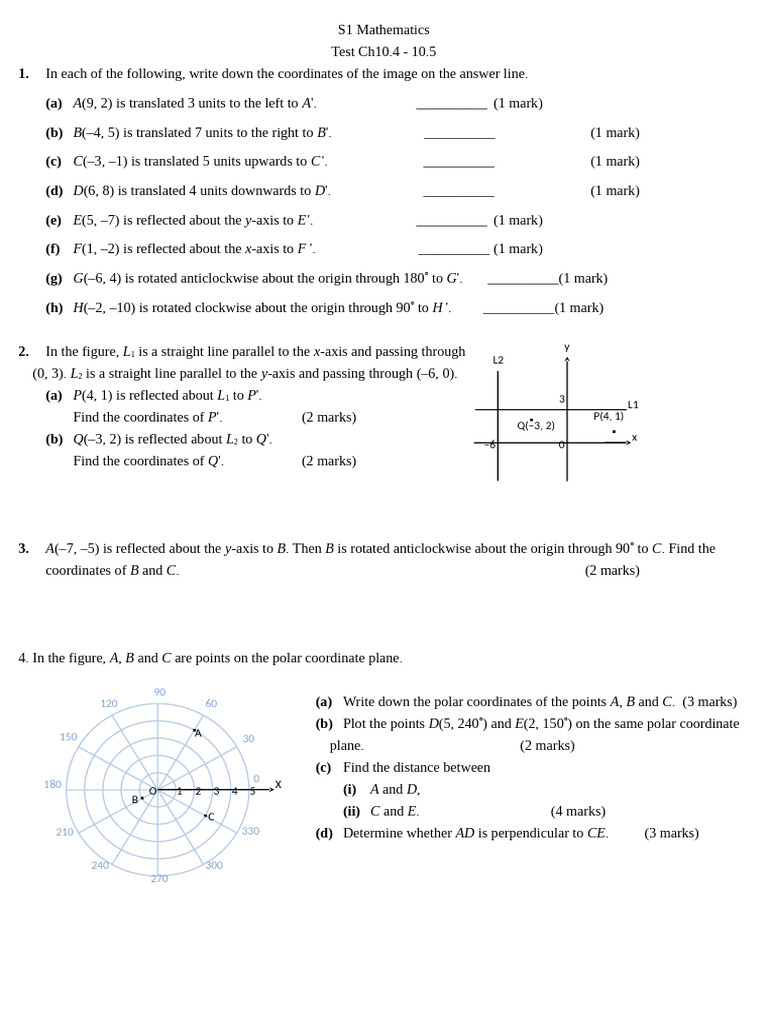 Test Ch10.4-10.5 Conventional | PDF | Cartesian Coordinate System ...