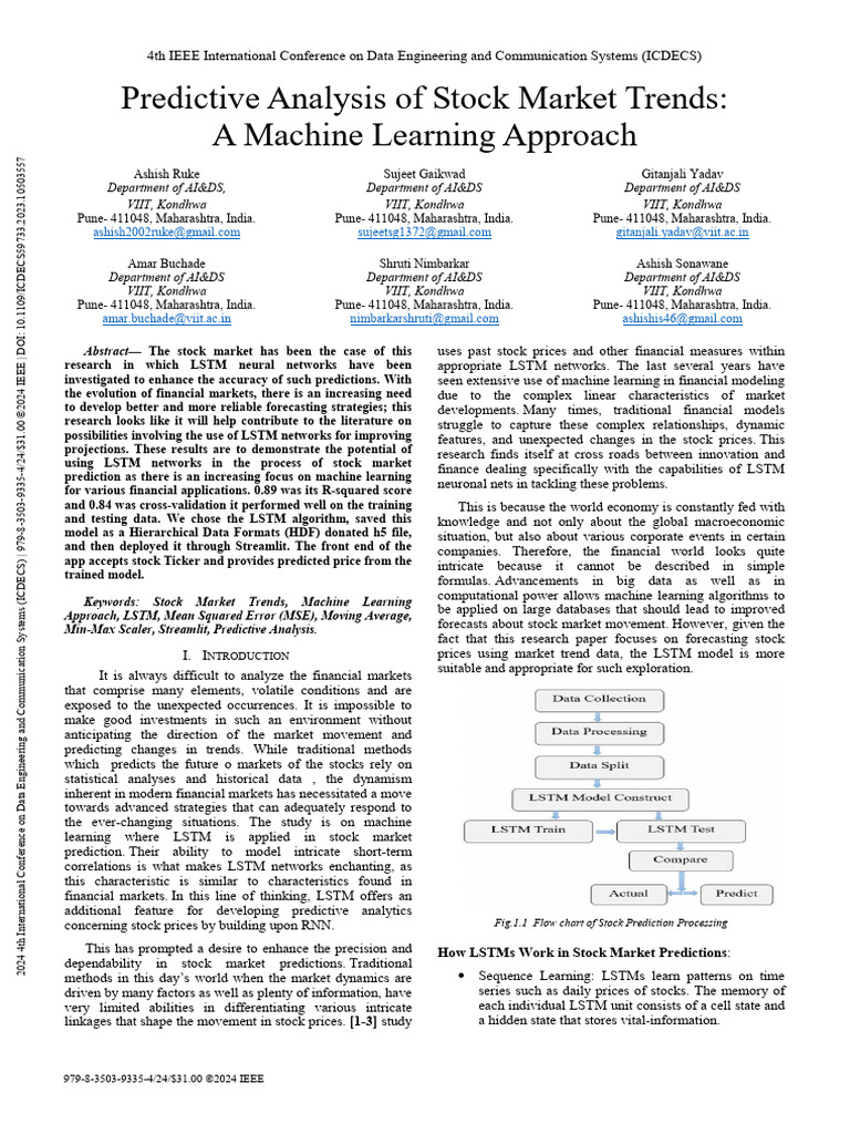 Predictive Analysis of Stock Market Trends A Machine Learning Approach | PDF | Mean Squared ...