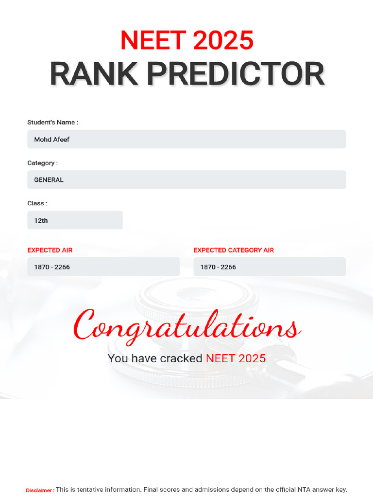 NEET-2025-Rank-Prediction | PDF